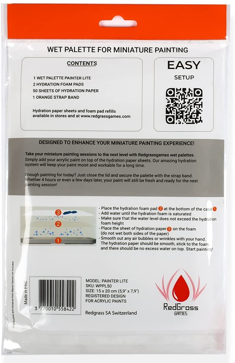 Redgrassgames Everlasting Wet Palette - Painter Lite - 50 Sheets/2 Foam - The Original Wet Palette for Miniature Painting, Approved by Pro Painters