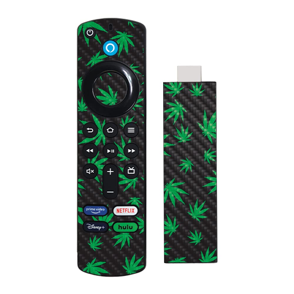 MightySkins Carbon Fiber Skin Compatible with Amazon Fire TV Stick 4K Max - Marijuana | Protective, Durable Textured Carbon Fiber Finish | Easy to Apply, Remove, and Change Styles | Made in The USA