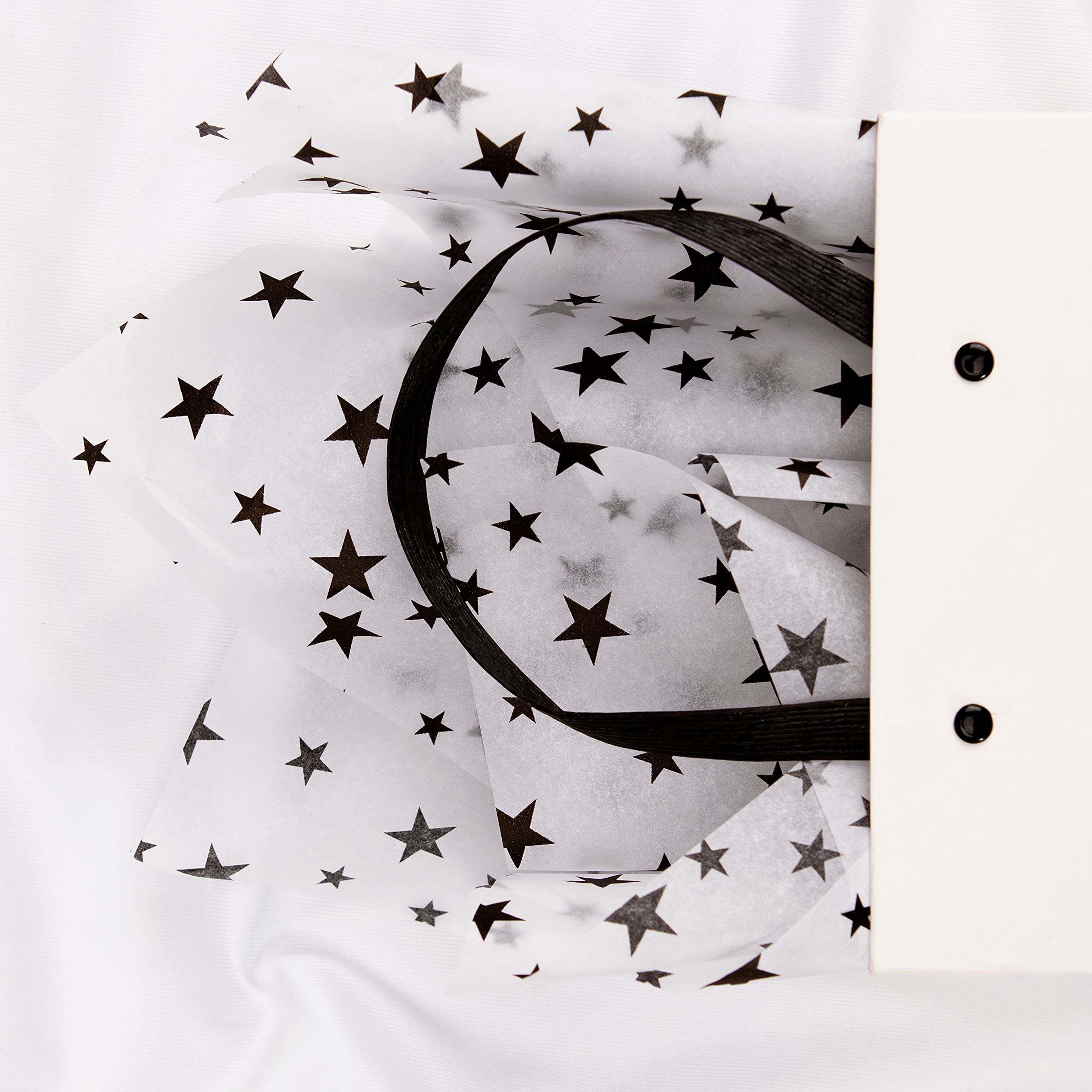 MR FIVE 60 Sheets White and Black Tissue Paper Bulk,20" X 28",4 Styles Tissue Paper for Gift Wrapping,Gift Tissue Paper for Gift Bags,Crafts,Birthday,Star Stripes Polka Dots Pattern Tissue Paper