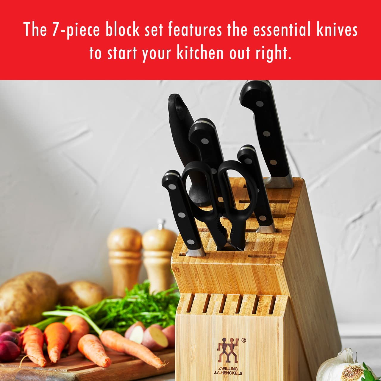 Zwilling J.A. Henckels Professional S Knife Block Set, 7 Piece, Black
