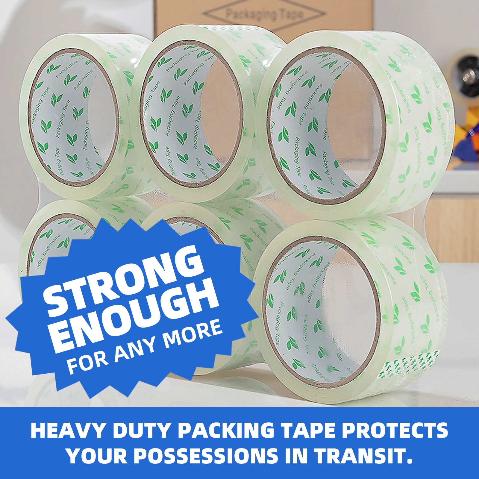 Printholic Packing Tape 6 Rolls Heavy Duty Shipping Packaging Tape 1.88" x 54.6 Yards, 3" Core, Clear, for Moving Packaging Shipping Office Storage, Transparent Tape Refills for Dispenser