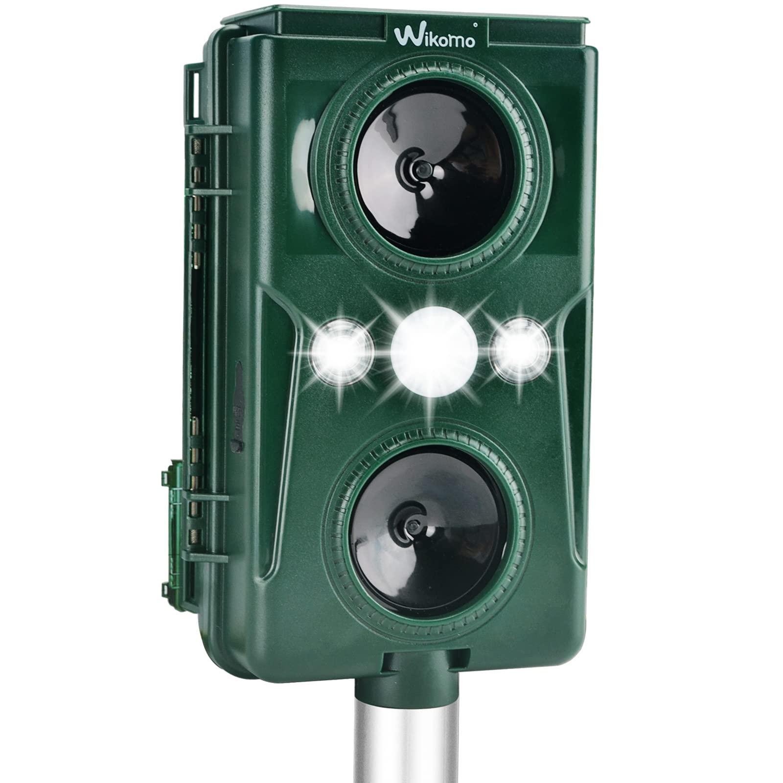 Solar Animal Repeller, Ultrasonic Mole Repellent, Rat, Squirrel, Deer, Raccoon, Skunk, Rabbit, Mole, Dog, Cat, Waterproof with Motion Detector, USB Rechargeable, Flashing Light