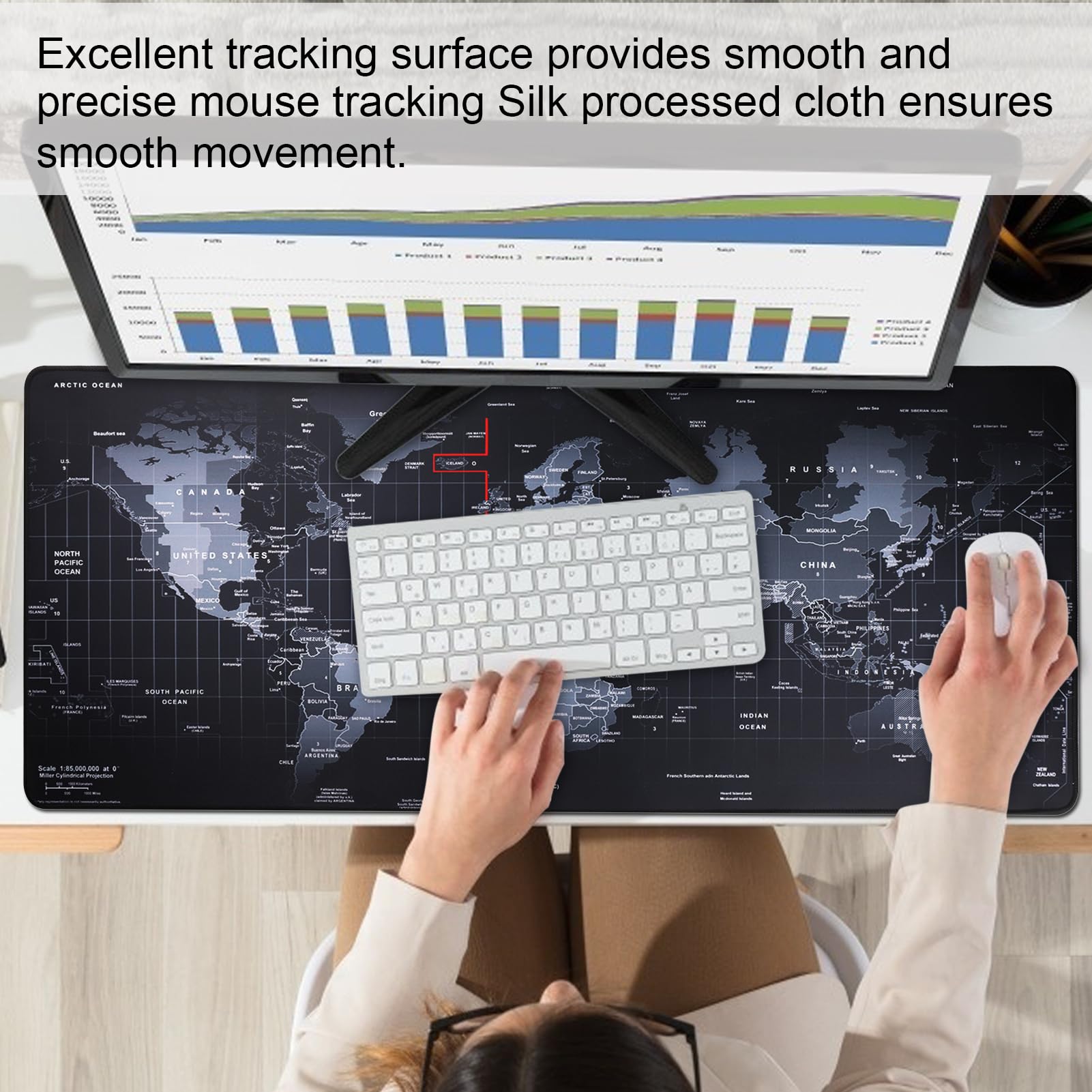 Cmhoo XXL Professional Large Mouse Pad & Computer Game Mouse Mat (35.4x15.7x0.1IN, Map) (90*40 Map)