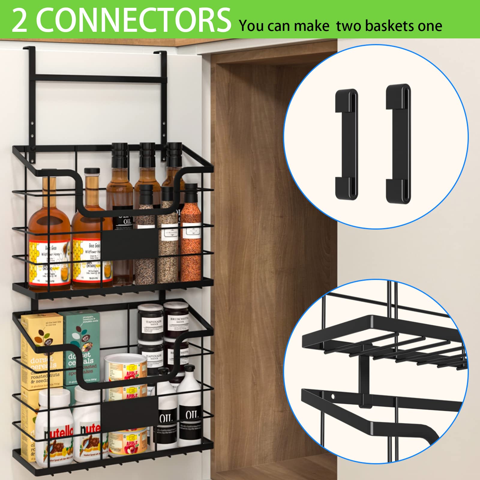 YEEBEIJIM Over the Cabinet Door Organizer 3 Pack, Kitchen Cabinet Organizer Wall Mount Storage Basket for Cutting Board, Grid Storage Basket Holder Rack for Kitchen Pantry Bathroom