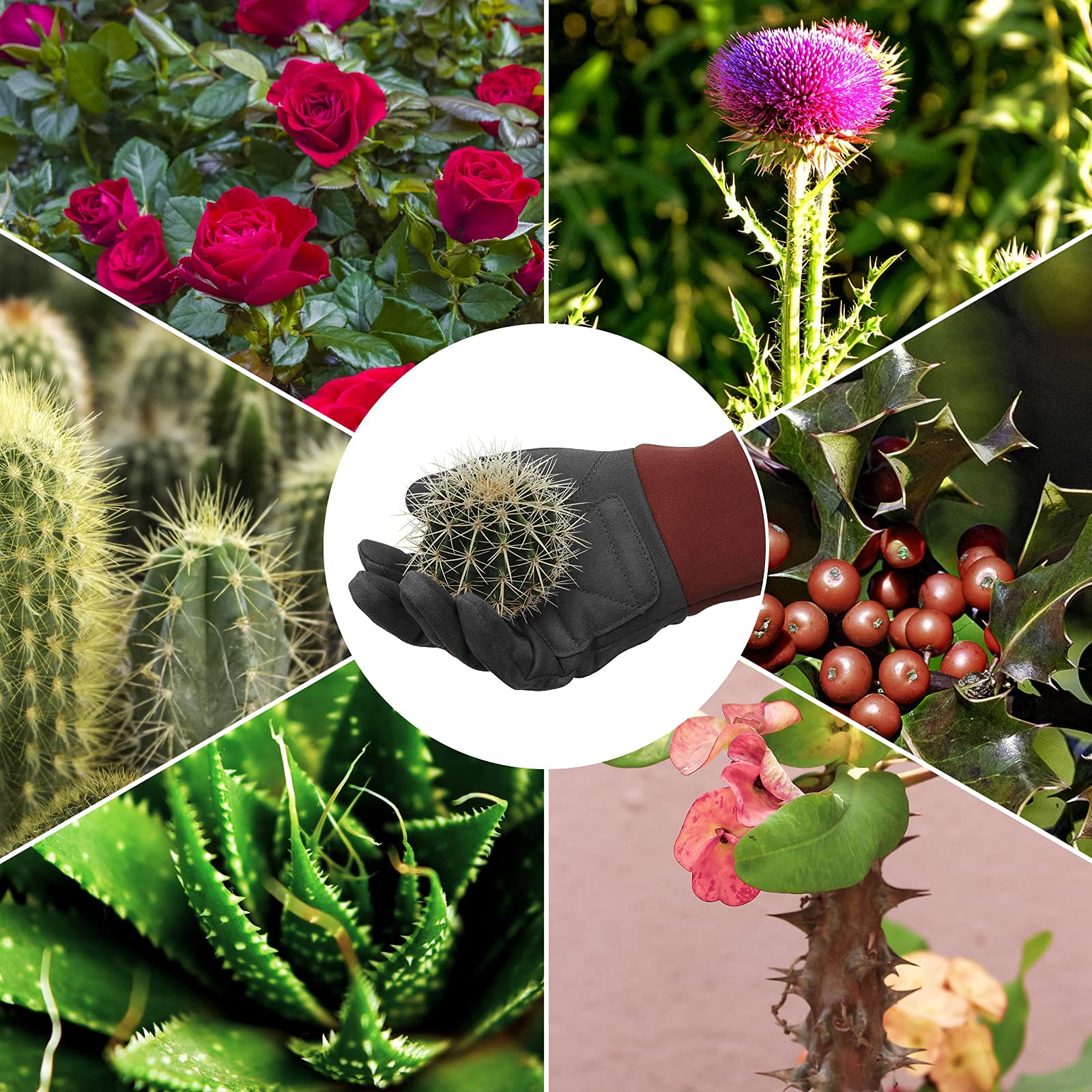 BARST Long Gardening Gloves, Rose Pruning Garden Gloves Synthetic Leather Thorn Resistant Gauntlet Glove with Adjustable Cuff for Weeding Digging Planting Small