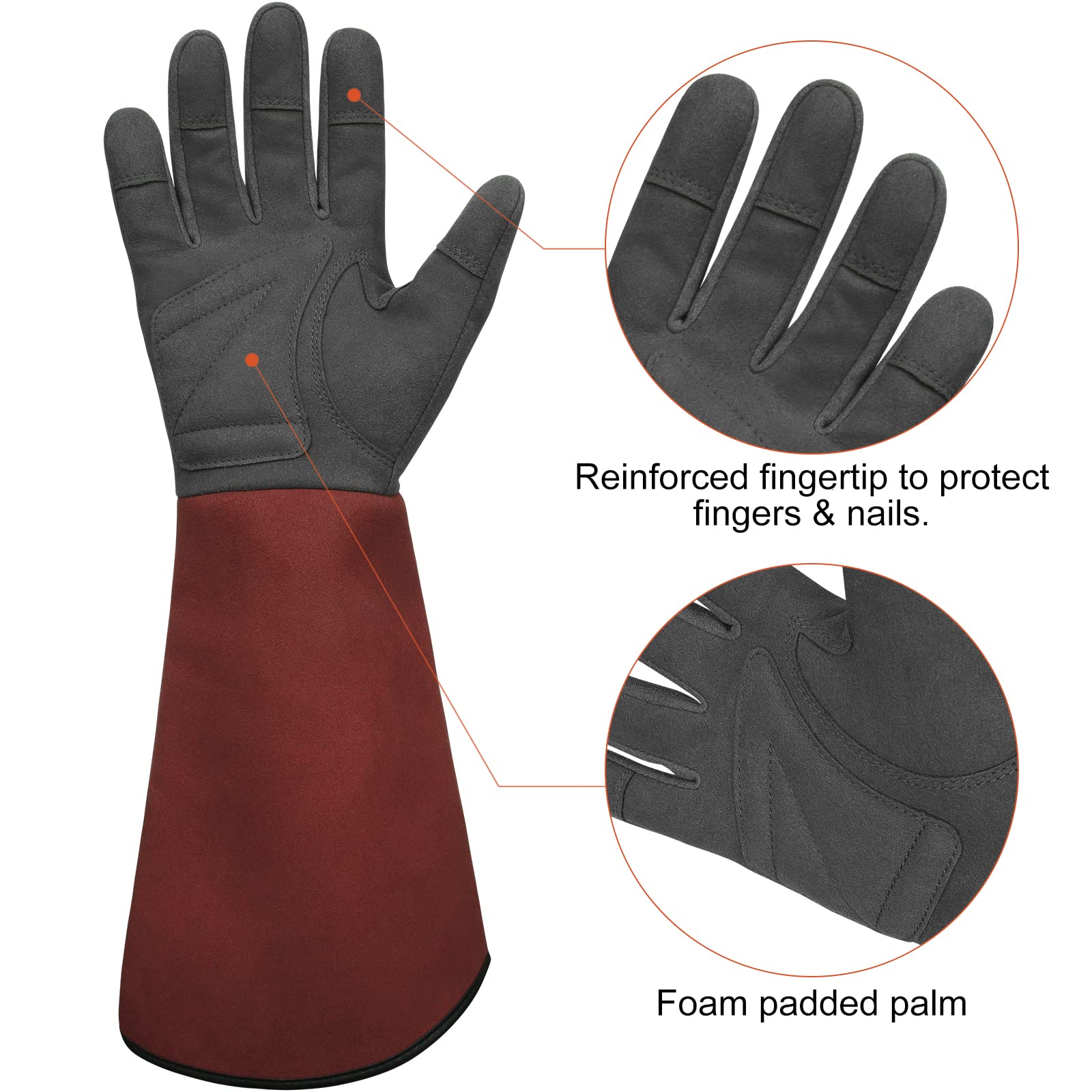 BARST Long Gardening Gloves, Rose Pruning Garden Gloves Synthetic Leather Thorn Resistant Gauntlet Glove with Adjustable Cuff for Weeding Digging Planting Small