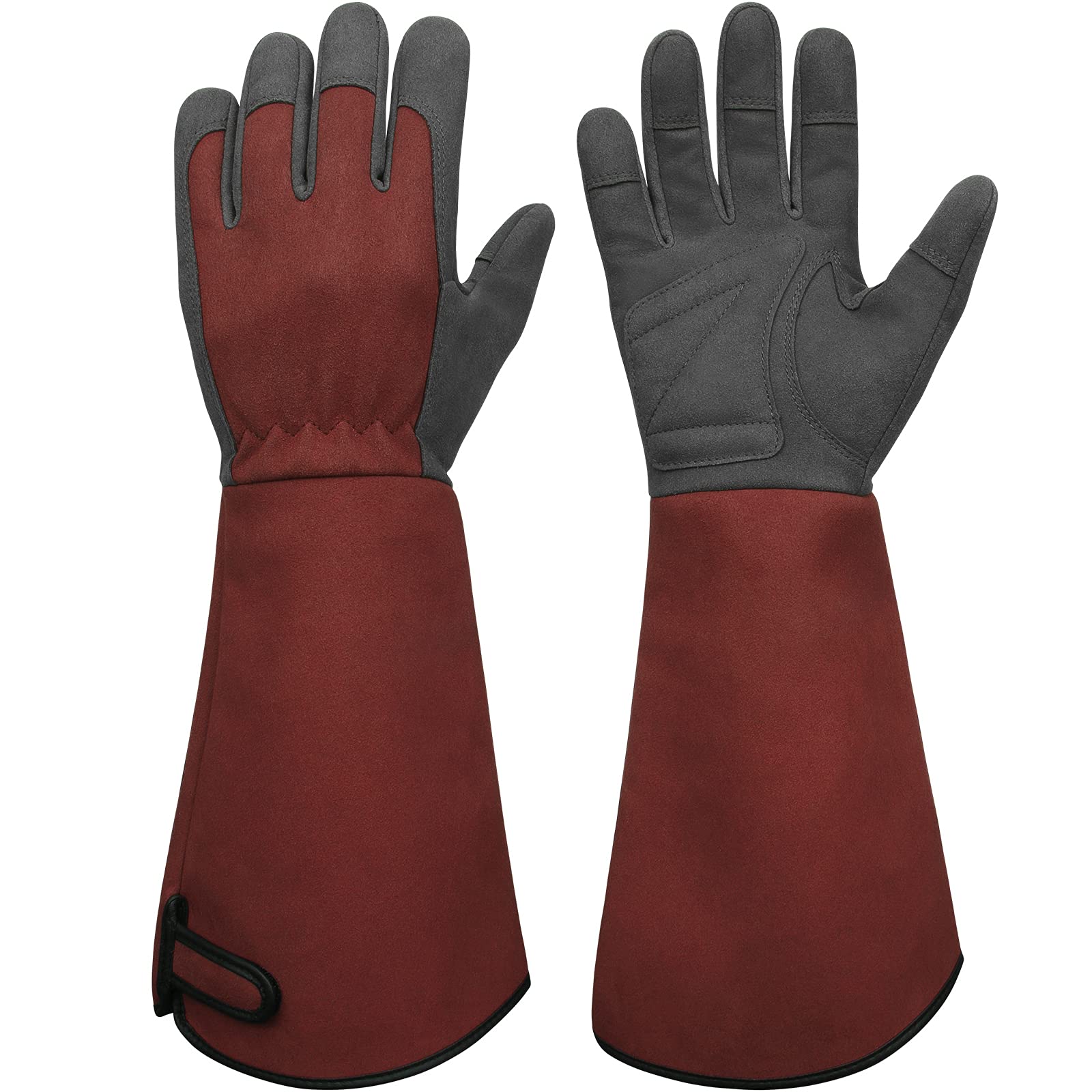 BARST Long Gardening Gloves, Rose Pruning Garden Gloves Synthetic Leather Thorn Resistant Gauntlet Glove with Adjustable Cuff for Weeding Digging Planting Small