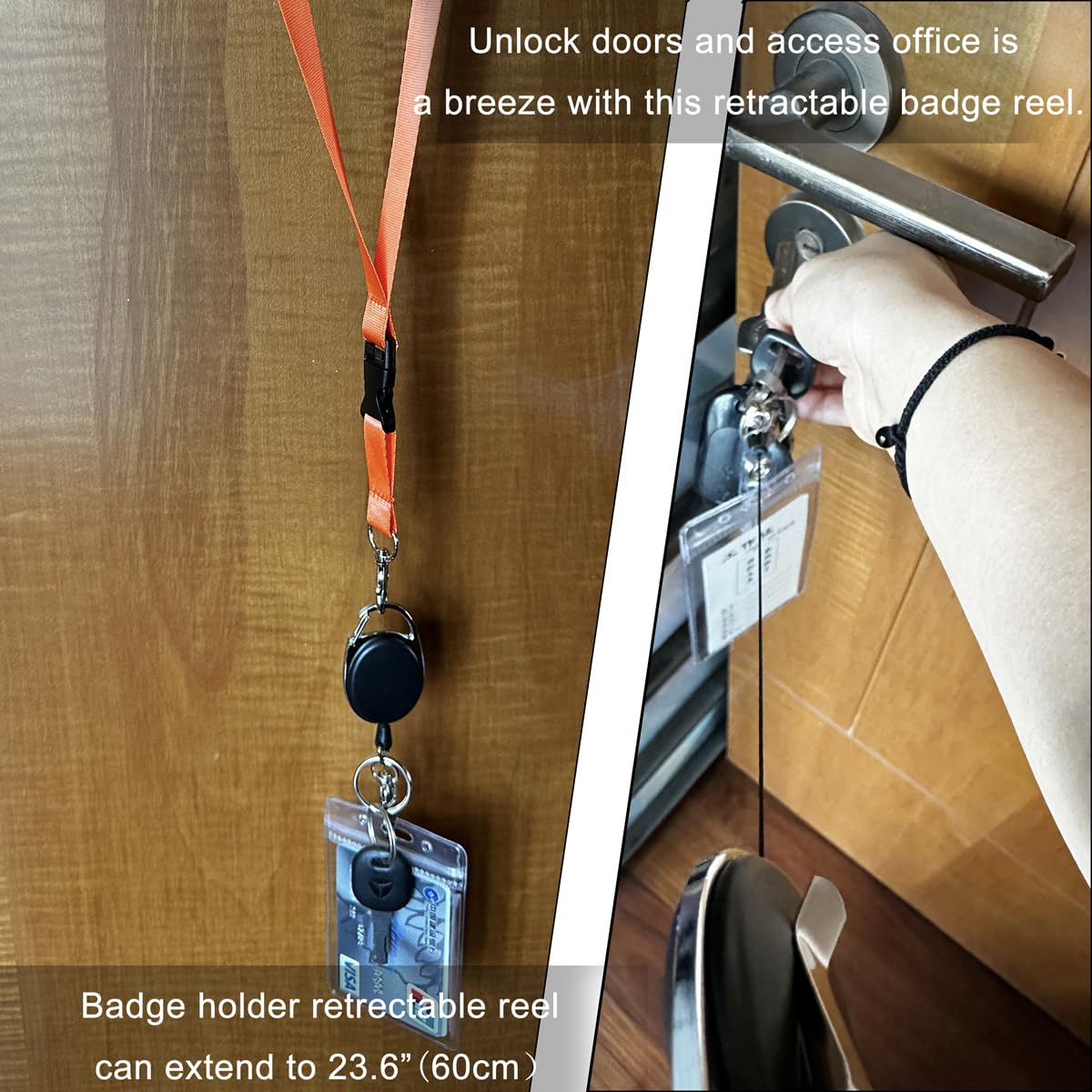 Retractable Badge Reel with Claw Clasp and Clip for Id Card Holders (2Pack)