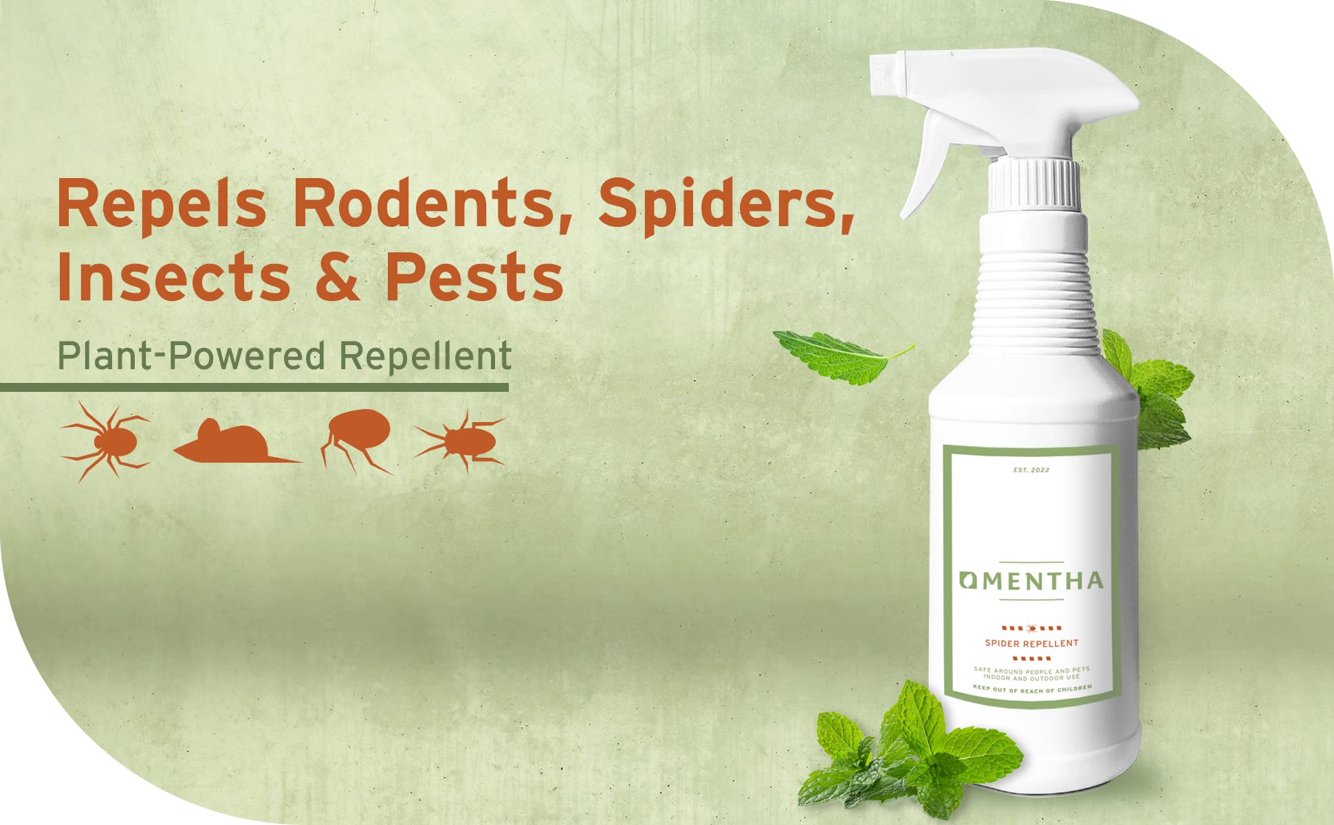 Mentha 16oz Insect and Pest Control Spray, All-Purpose Peppermint Oil Spray for Bugs, Rodents, Fleas, Ants, Roach Indoor for Home Peppermint Oil to Repel Mice and Rats White