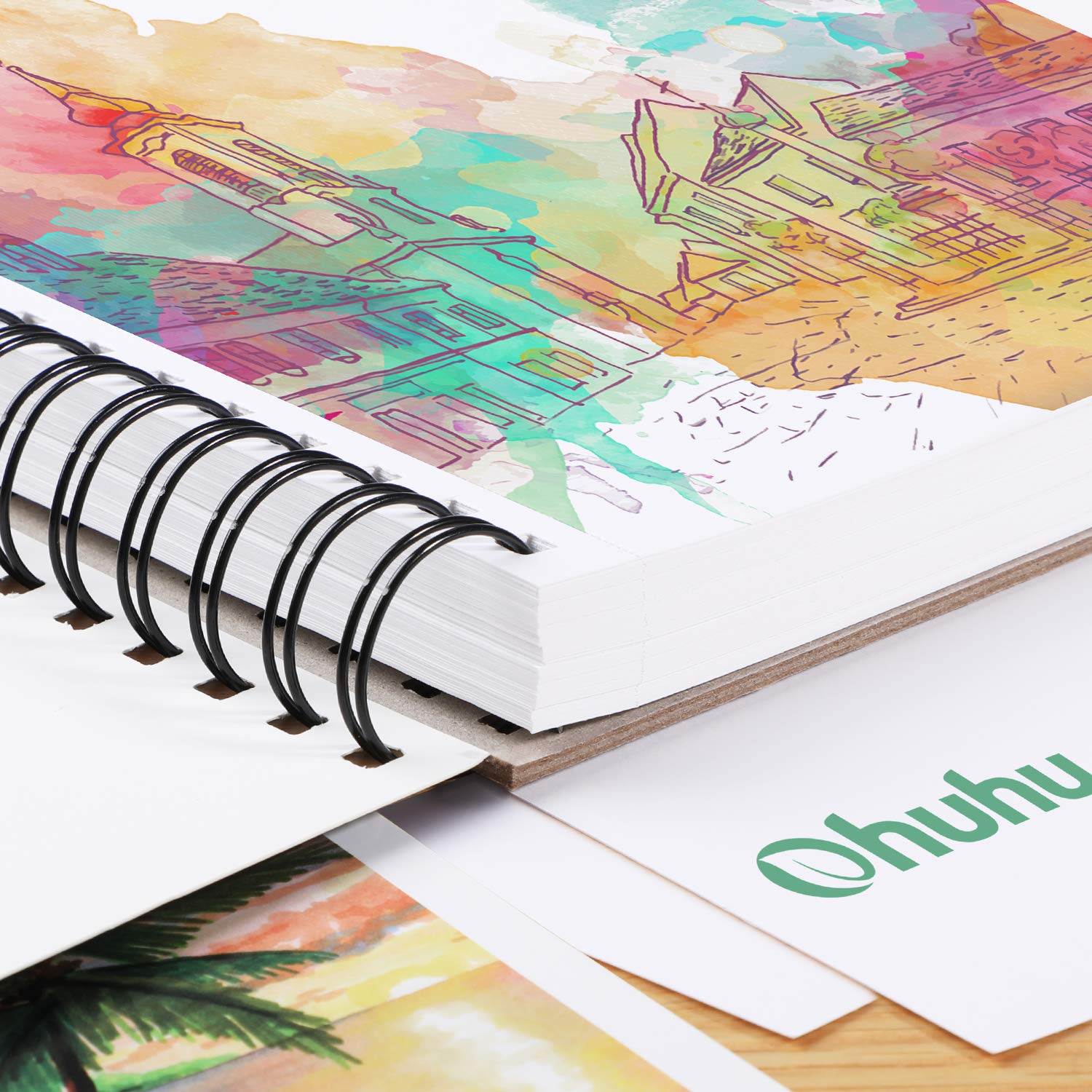 Ohuhu Marker Pads Art Sketchbook, 7.6"x10" Large Paper Size, 120LB/200GSM Heavy Smooth Drawing Papers, 60 Sheets/120 Pages, Spiral Bound Sketch Book for Alcohol Markers Christmas Gift