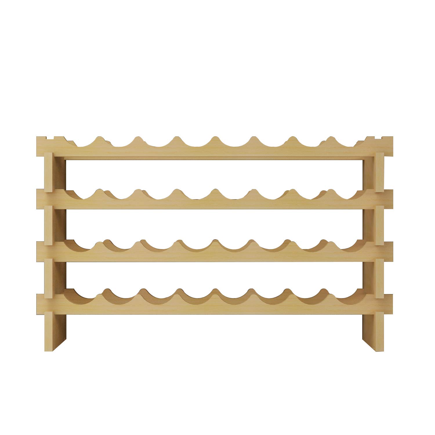 soges Wine Rack 32 Bottle Stackable Wine Storage Wood Wine Display Racks Free Standing Wine Shelf, BY-WS4832M