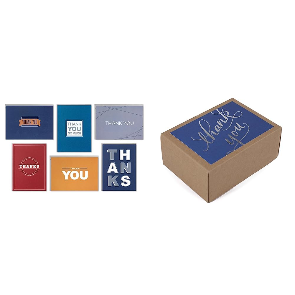 Hallmark Thank You Cards Assortment, Bold Type (36 Thank You Notes with Envelopes for Business, Graduation, Birthdays, All Occasion)
