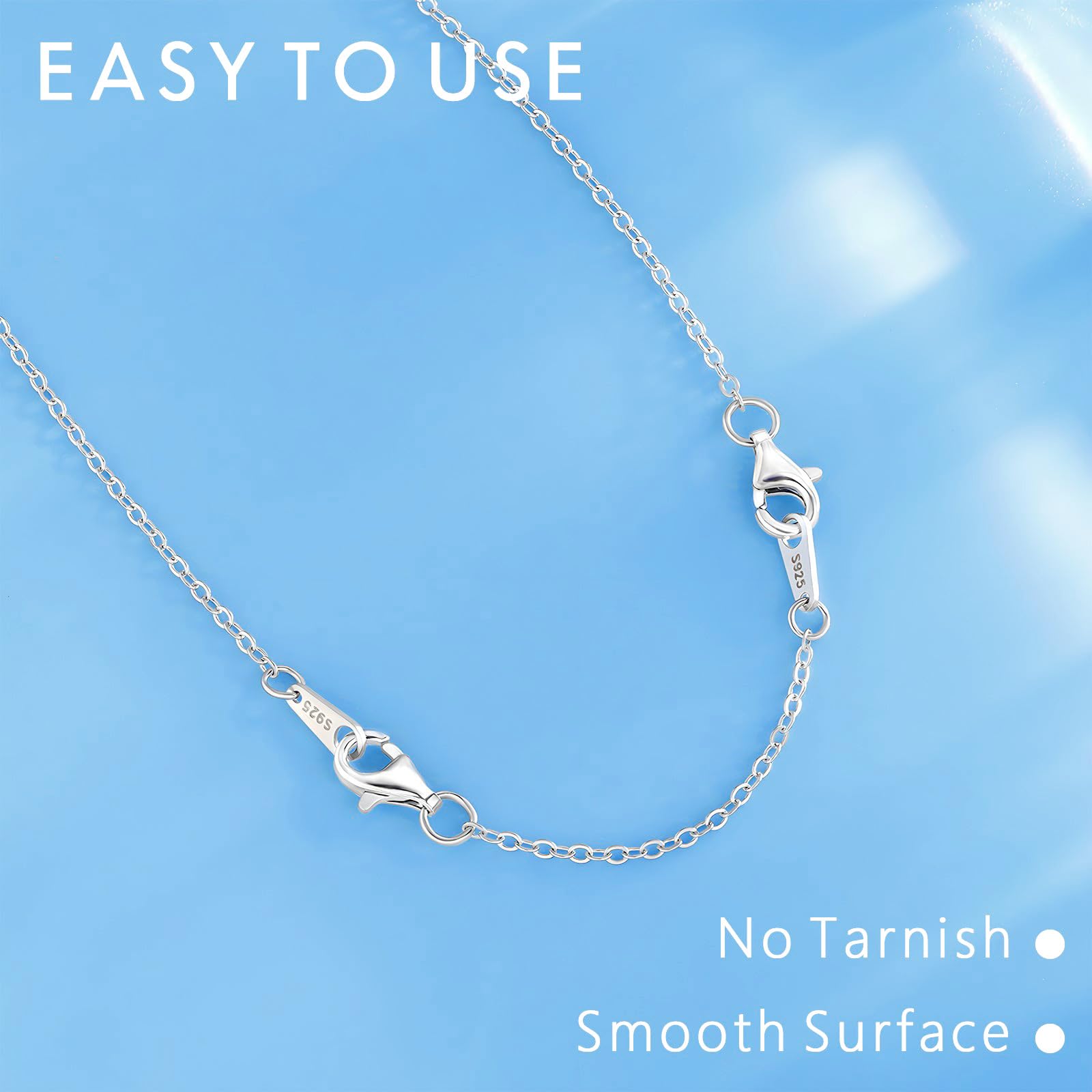 Sterling Silver Necklace Extenders for Women Necklace Extender Silver Chain Extension Bracelet Extender Sterling Silver Chain Extenders for Necklaces 3 Piece Set(1, 2, 3 inch)
