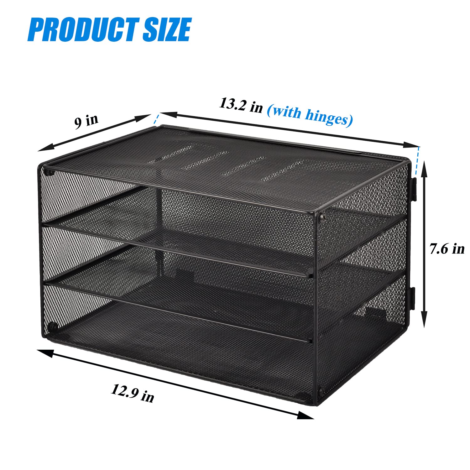 EASEPRES 5 Slot Desk Organizer Tray, Mesh File Paper Letter Tray Desktop Paper Sorter Literature Organizer Rack for Home, Office, or School, Black