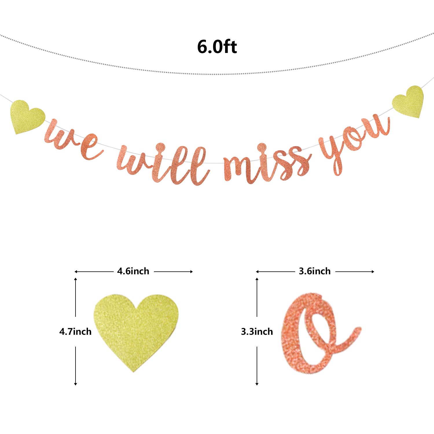 Rose Gold Glitter We Will Miss You Banner--Retirement Party Decorations Sign-Going Away Party Decor-Farewell Party Decorations-Office Work Party Decorations