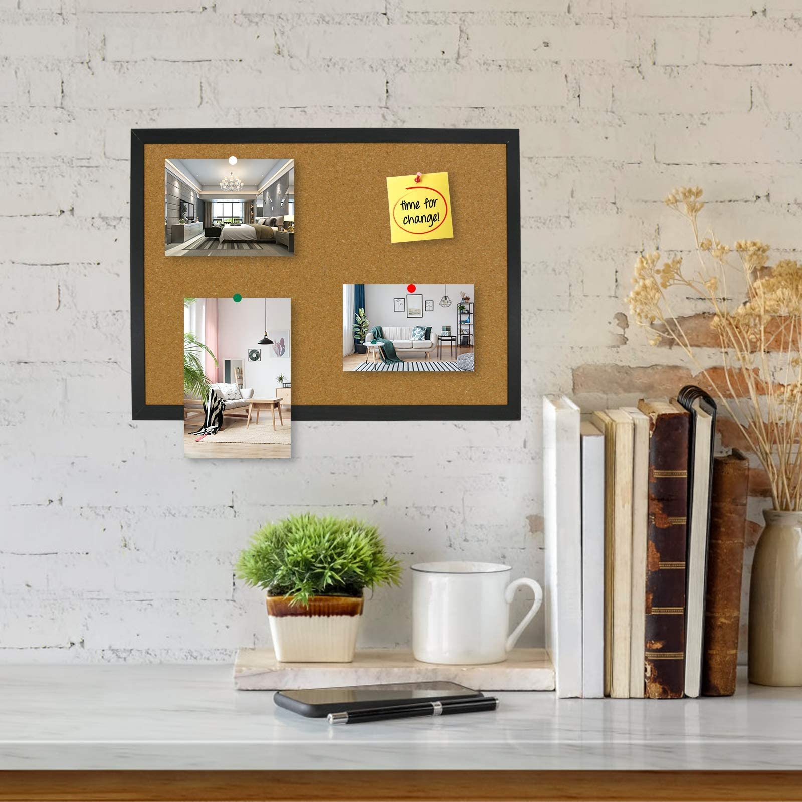 OWLKELA Cork Board Bulletin Board 17.7"X 13.3", Vision Board, Notice Pin Board, Ideal for Office & Home Decor, School Message Board or Vision Board