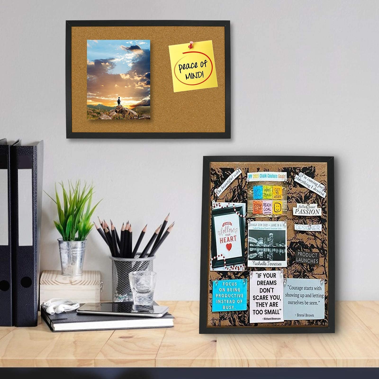 OWLKELA Cork Board Bulletin Board 17.7"X 13.3", Vision Board, Notice Pin Board, Ideal for Office & Home Decor, School Message Board or Vision Board