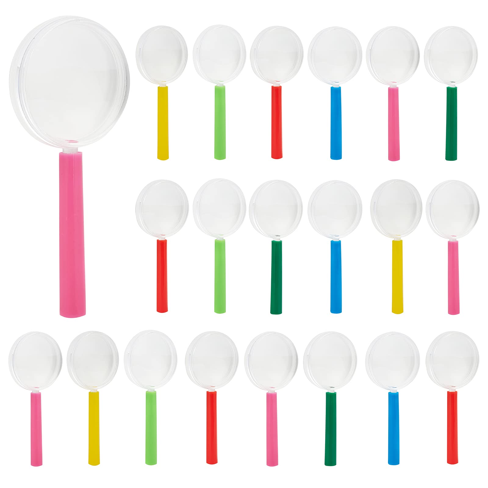Magnifying Glass Kids 30 Pieces Plastic Magnifier Colorful Mini Hand Lens for Science Class, Outdoor Observation, Fun Toys, Detective Party Favors IRCHLYN (6 Colors)