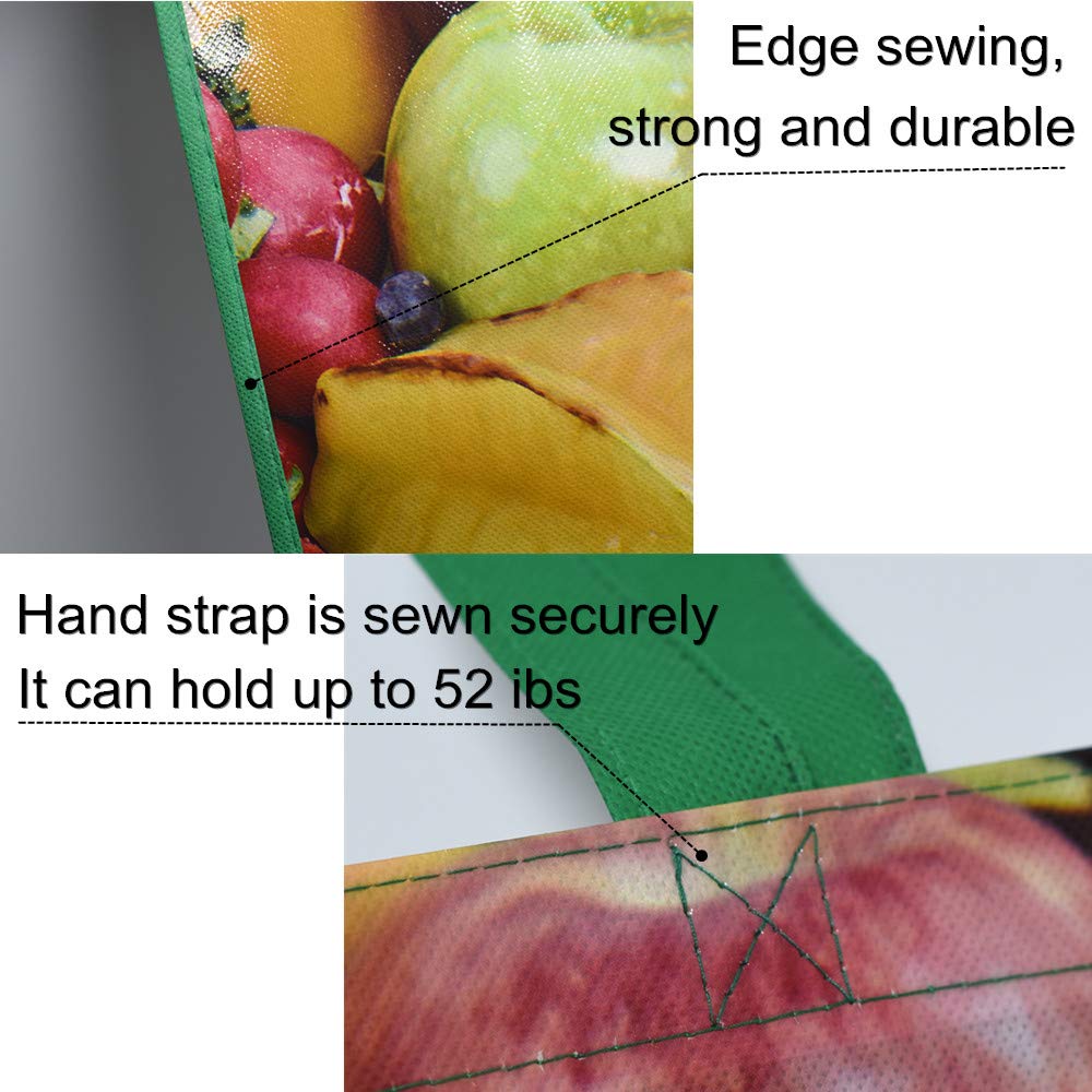 Reusable Grocery Bags Shopping Foldable Large Tote Bags Heavy Duty,Washable Bulk Bags with Handles and Eco-Friendly Ripstop Waterproof Material, Fruit Recycle Gift Bags 18.3inX15.7inX6.7in (XL)
