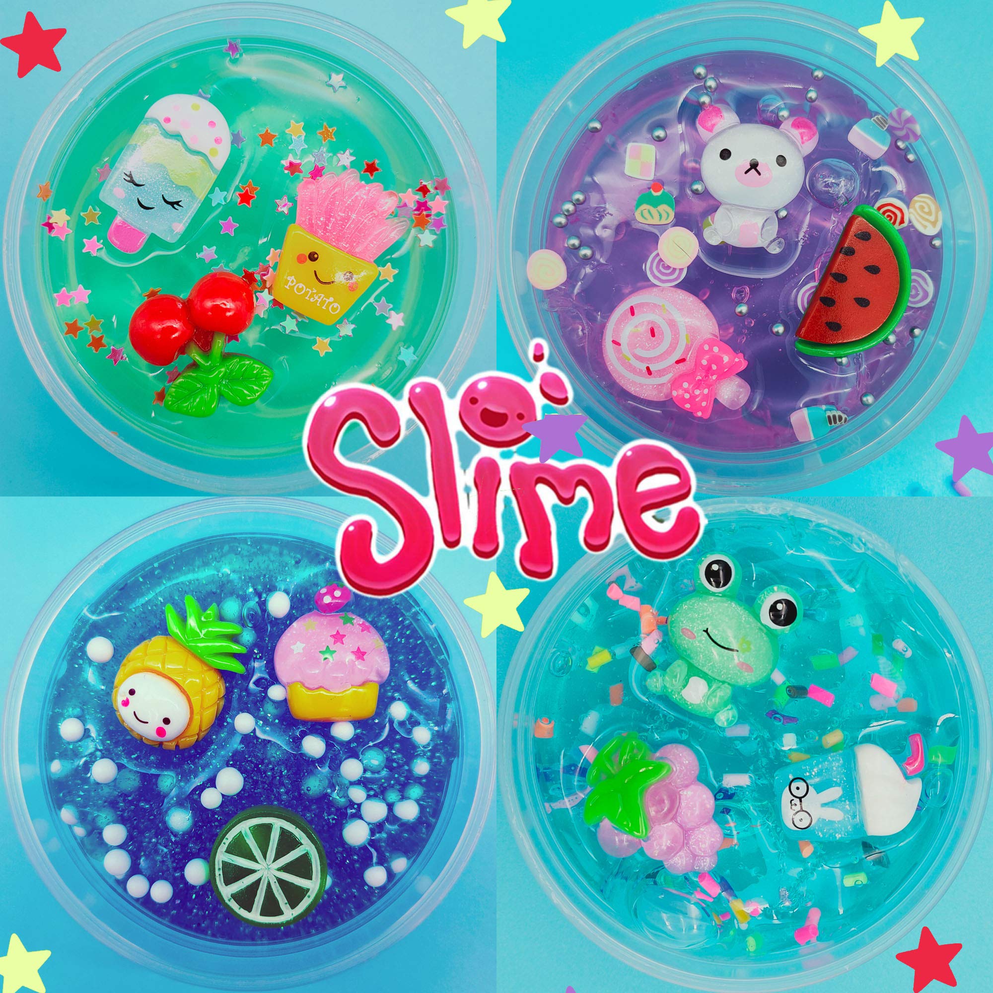 129 Pack Slime Making Kits Supplies,Gold Leaf,Foam Balls,Glitter Shake Jars,Fishbowl Beads,Fruit Slices,Fake Sprinkles,Glitter Sequins Accessories, Sugar Papers (Slime Kits)