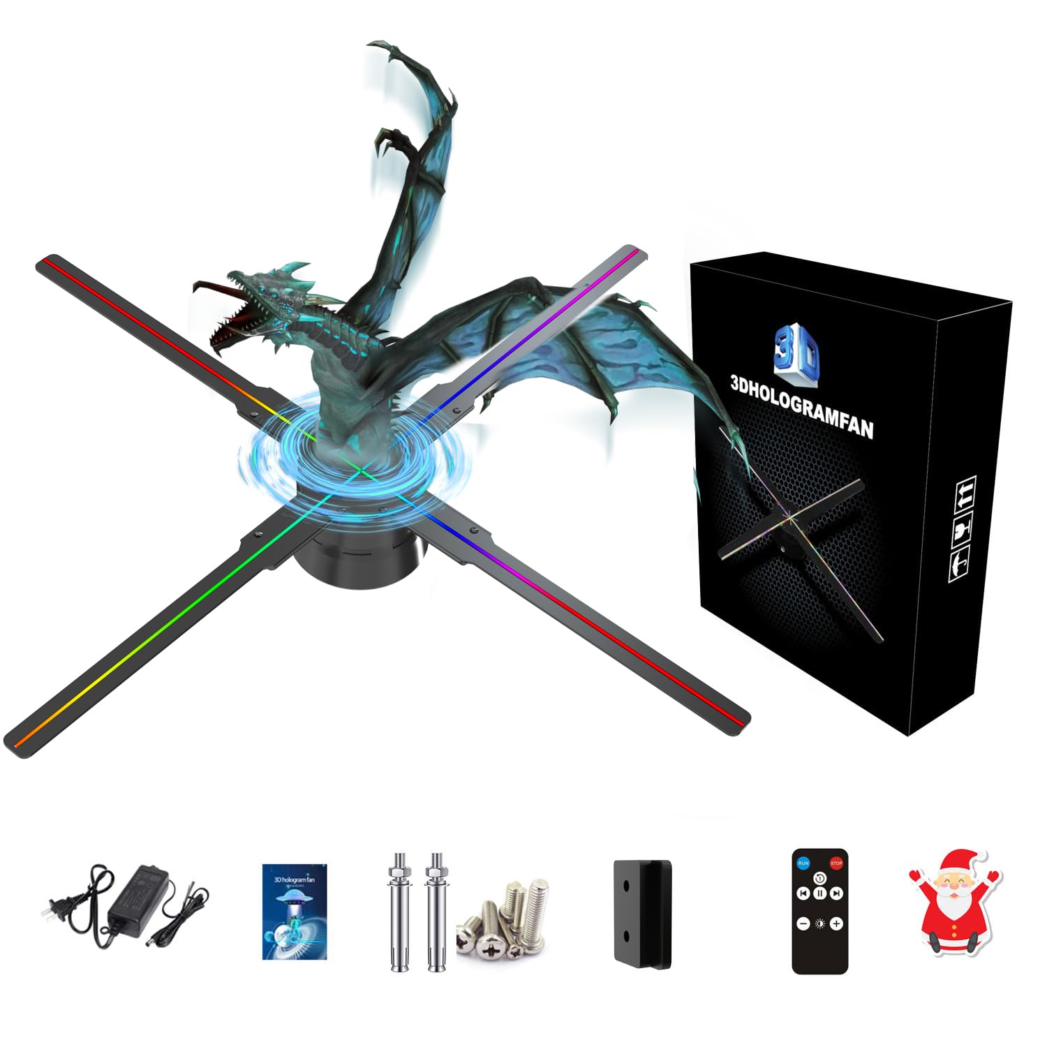 3D Hologram Fan WiFi Projector with 700 Video Library, Tabletop Holographic LED Ceiling Skylight Night Light for Halloween, Shop, Bar,Casino, Party Advertising Display 18.1 inch Missyou