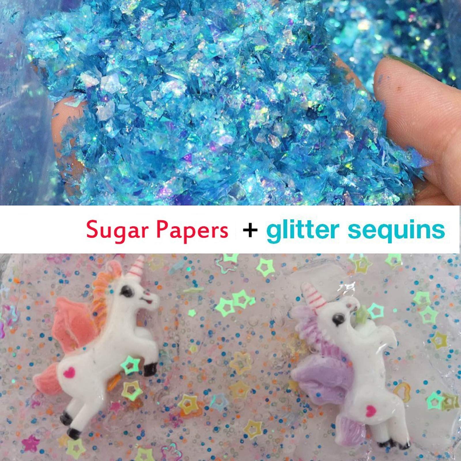 129 Pack Slime Making Kits Supplies,Gold Leaf,Foam Balls,Glitter Shake Jars,Fishbowl Beads,Fruit Slices,Fake Sprinkles,Glitter Sequins Accessories, Sugar Papers (Slime Kits)