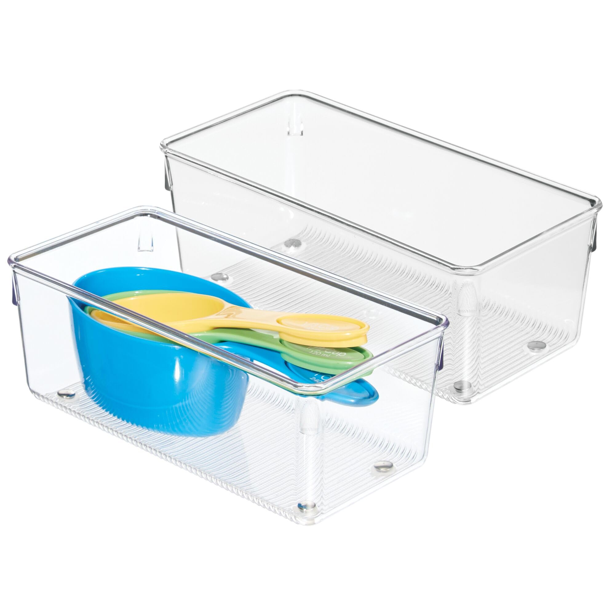 iDesign Utensil Holder and Silverware Organizer for Kitchen Utensils and Countertop Storage, The Linus Collection – Set of 2, 4" x 8" x 3", Clear