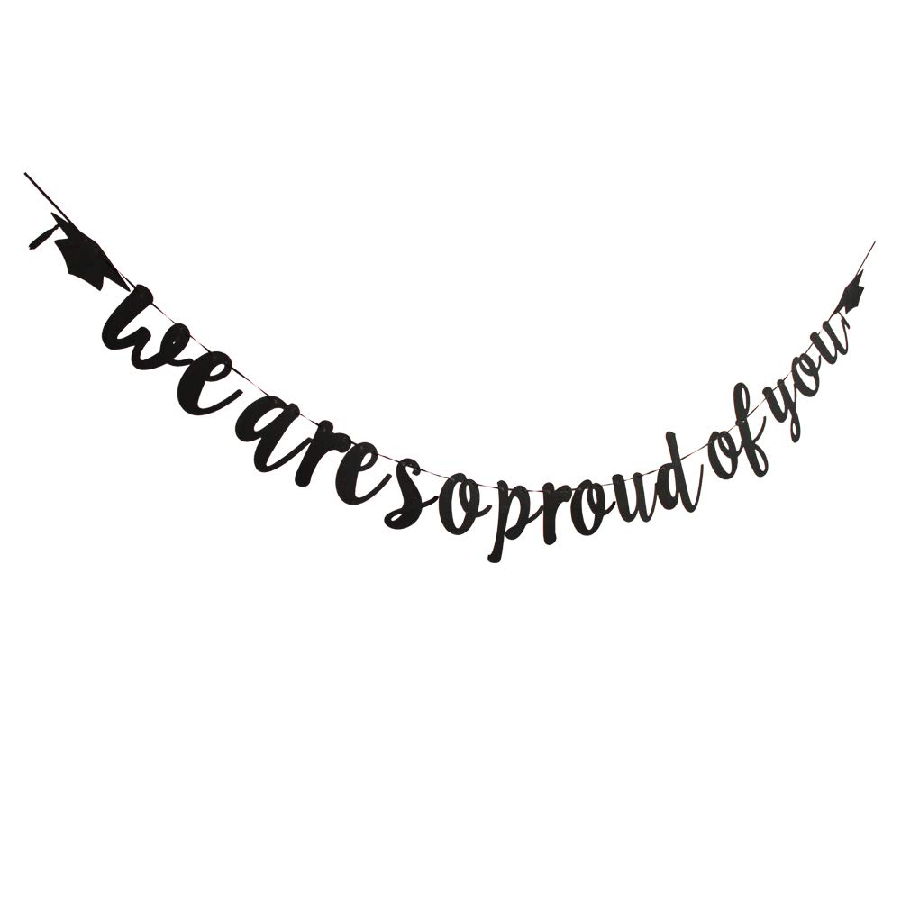 We are So Proud of You Black Grad Party Banner, Congrats Grad/Graduation Party Sign Decorations