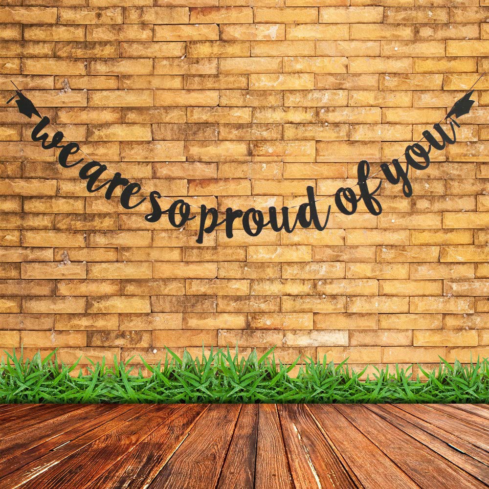 We are So Proud of You Black Grad Party Banner, Congrats Grad/Graduation Party Sign Decorations