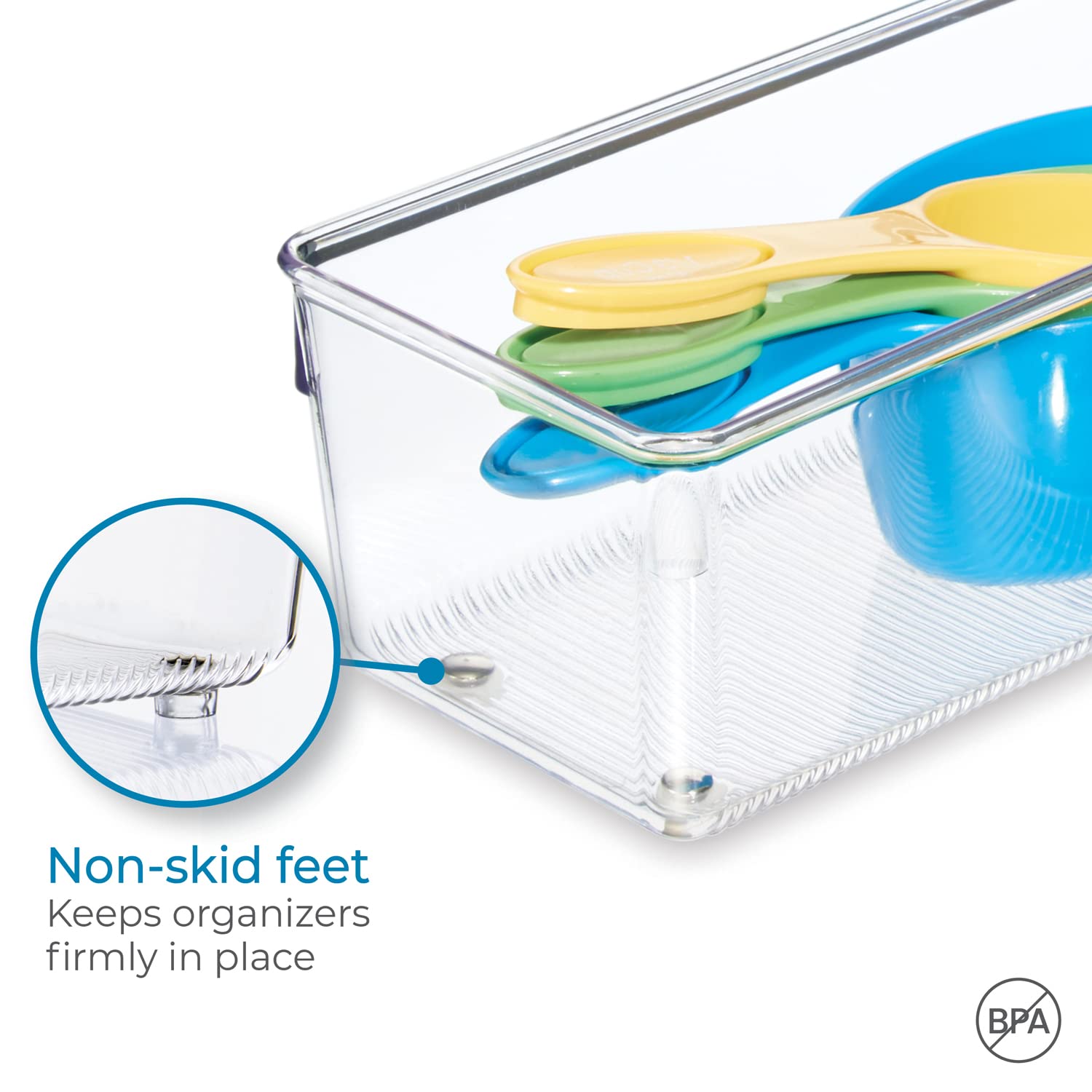 iDesign Utensil Holder and Silverware Organizer for Kitchen Utensils and Countertop Storage, The Linus Collection β Set of 2, 4" x 8" x 3", Clear