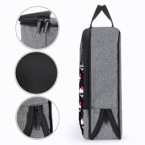 Frcavbin Skull Bow Red Lip Travel Shoe Bag Shoes Carrier with Handle and Zipper Foldable Shoe Puches Organizer for Home storage School starts