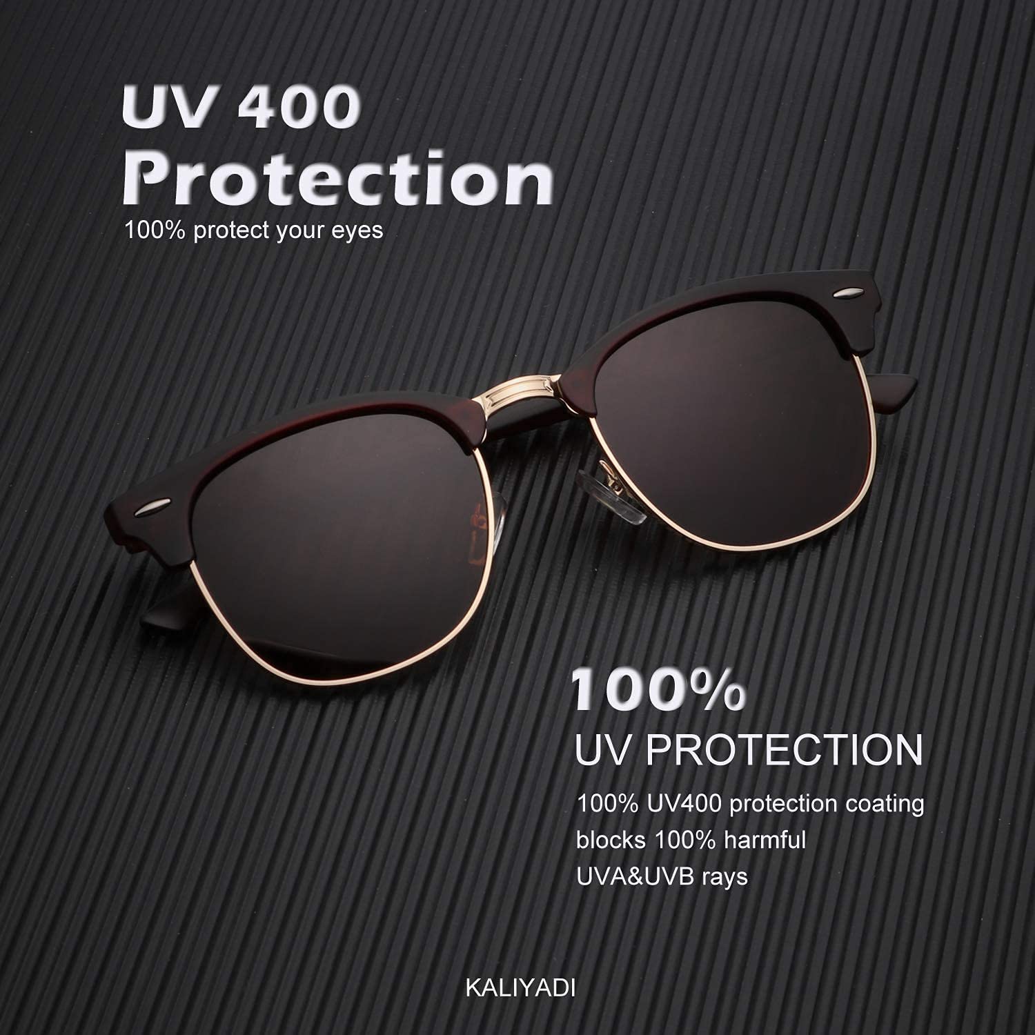 KALIYADI Polarized Sunglasses for Men and Women Semi-Rimless Frame Driving Sun glasses UV Blocking