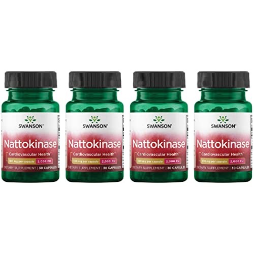 Swanson Nattokinase 2000 Fibrinolytic Units 100 Milligrams 30 Capsules Enzyme (4 Pack)