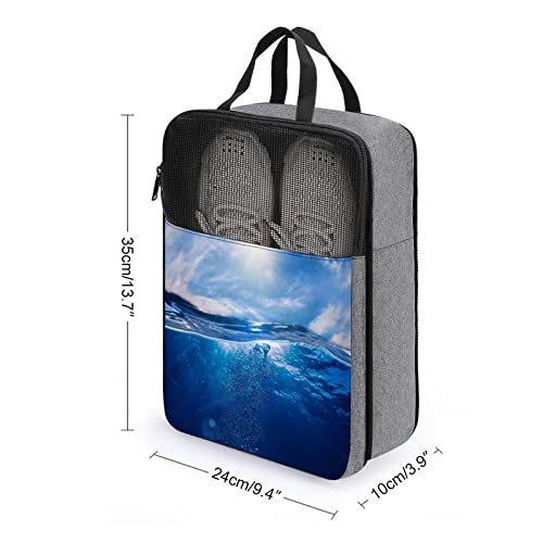 Frcavbin Division Of Underwater Sunset Waterline Travel Shoe Bag Shoes Carrier with Handle and Zipper Foldable Shoe Puches Organizer for Home storage School starts