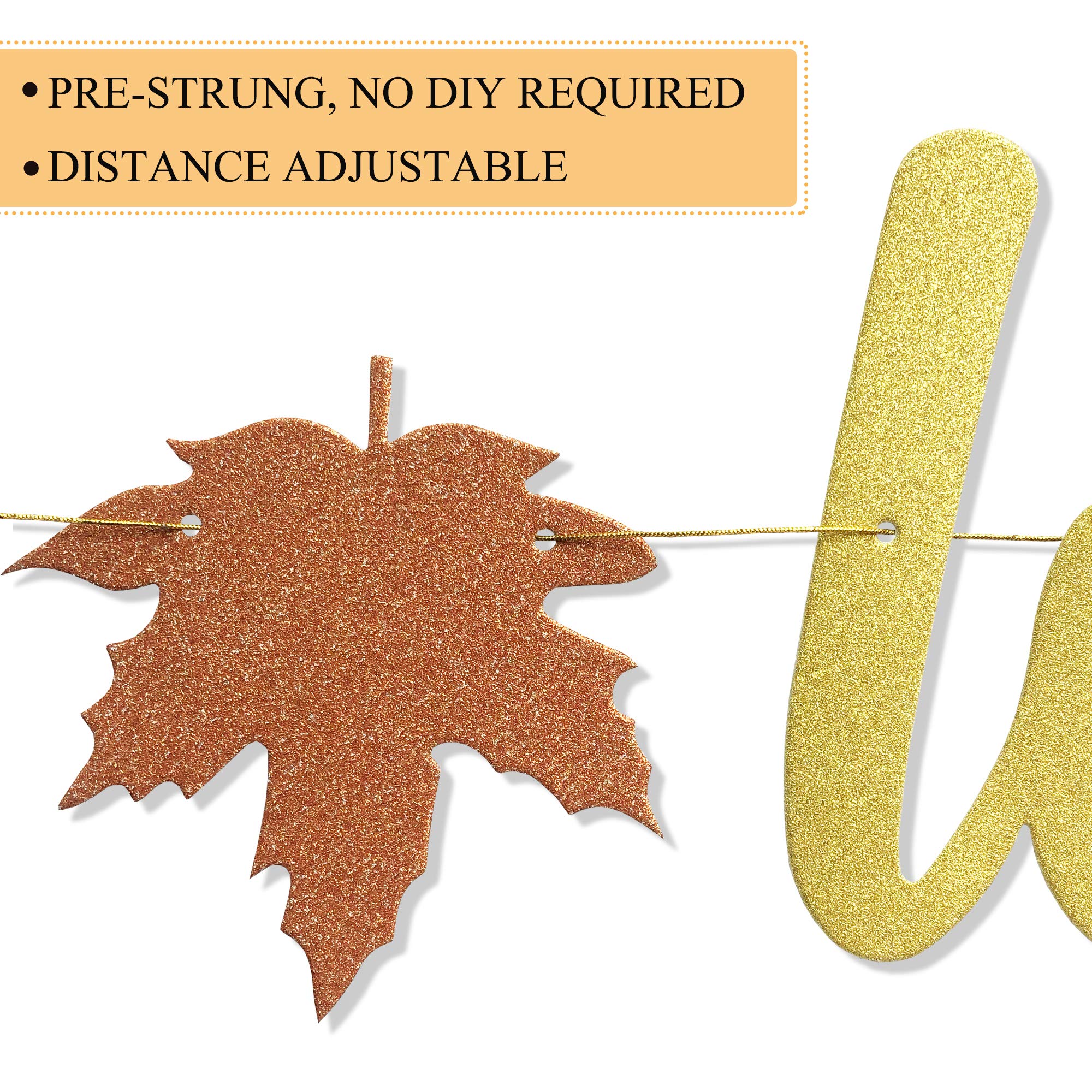 Uniwish Pre-Strung Fall in Love Banner Gold Glittery Garland Thanksgiving Fall Autumn Theme Wedding Bridal Shower Engagement Party Decorations