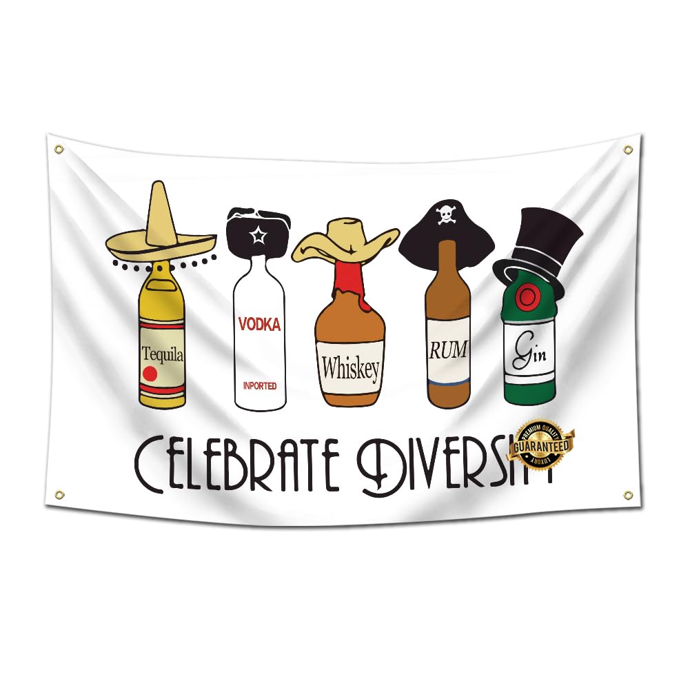 Celebrate Diversity Flag For Room Guys,3x5 ft Banner,Funny Poster Durable Man Cave Wall Flag with 4 Brass Grommets for College Dorm Room Decor,Outdoor Party