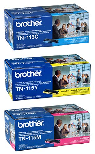 Genuine Brother TN115 (TN-115) High Yield Color (C/M/Y) Toner Cartridge 3-Pack