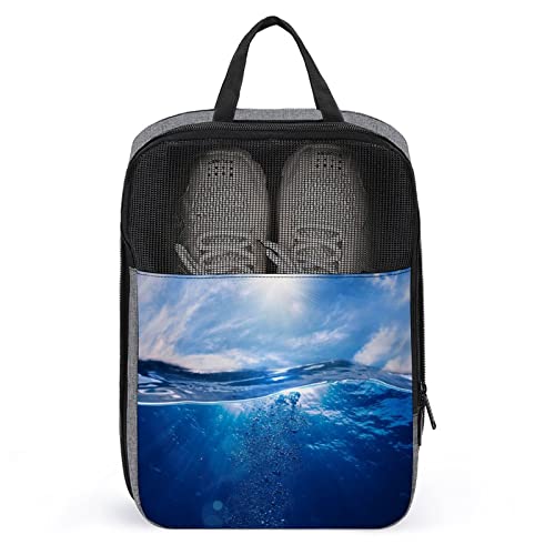 Frcavbin Division Of Underwater Sunset Waterline Travel Shoe Bag Shoes Carrier with Handle and Zipper Foldable Shoe Puches Organizer for Home storage School starts