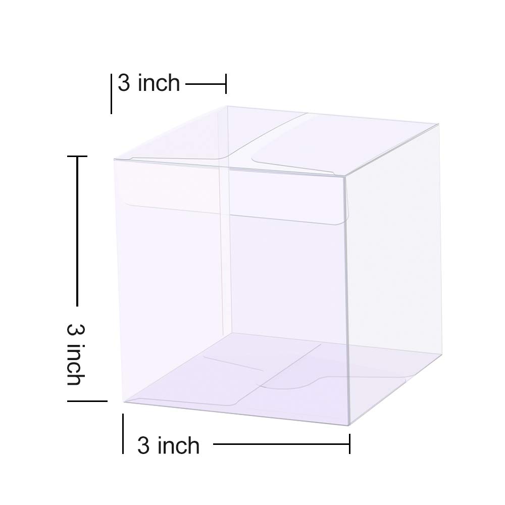 YOZATIA 25PCS Transparent Boxes 3 x 3 x 3 inch, Clear Plastic Boxes Gift Boxes for Wedding, Party and Baby Shower Favors
