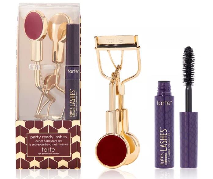 Tarte Party Ready Lashes Curler & Mascara Holiday Gift Set:: Lash Curler and Mini Deluxe Lights, Camera, Lashes 4-in-1 Mascara