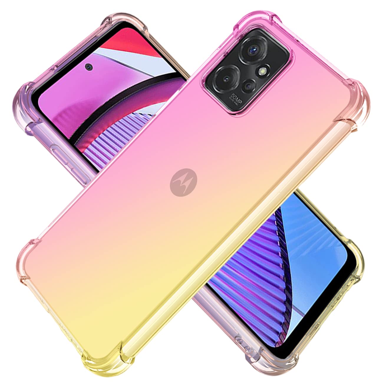 KOARWVC Case for Motorola ThinkPhone Case, Moto ThinkPhone 5G Case, Crystal Clear Case Gradient Slim Anti Scratch TPU Shockproof Protective Phone Cases Cover for Motorola ThinkPhone (Pink/Gold)