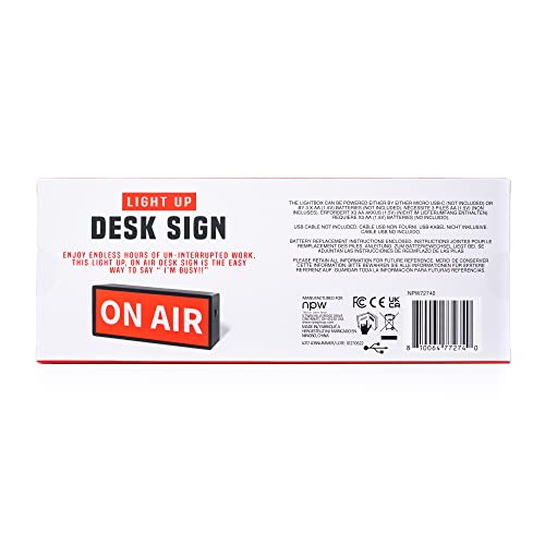 NPW On Air Sign LED Retro Light, Recording Studio Light (YouTube, Zoom Calls, Office, WFH, Streaming, Broadcast), USB or Battery Powered, Wall Mount or Desk Top