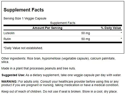 Swanson Luteolin Complex w/Rutin - Brain Support Supplement Promoting Memory, Mood & Cognitive Health - Natural Formula to Help Maintain Nervous System - (30 Veggie Capsules)