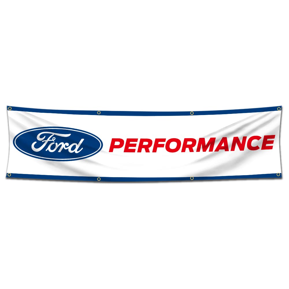 Bofanio Flag Compatible with Ford Performance Flag Banner Decor Motorcycle Racing 2x8ft Banner for Garage Man Cave Dorm Room