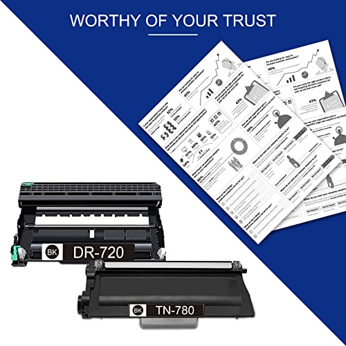 VASERINK 2-Pack (1Toner+1Drum) Compatible TN-780 Toner Cartridge and DR-720 Drum Unit Replacement for Brother HL-6180DW 6180DWT MFC-8950DW 8950DWT Printer