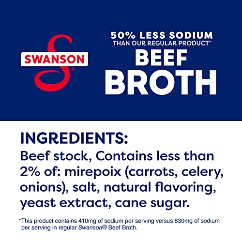Swanson 100% Natural, 50% Less Sodium Beef Broth, 32 oz Carton