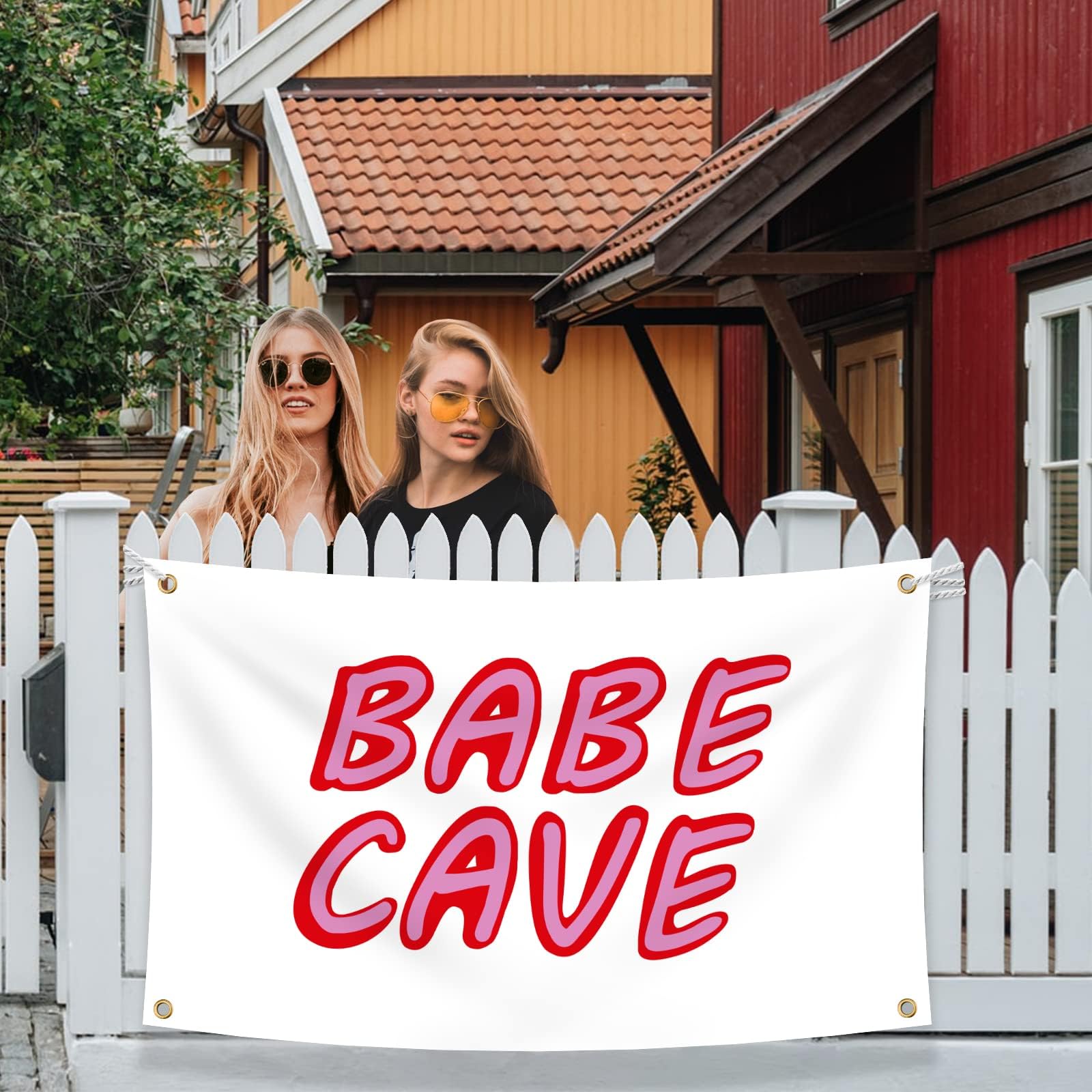 Babe Cave Flag 3x5 Feet Flag Funny Poster Durable Man Cave Wall Flag with 4 Brass Grommets This beautiful entertaining banner flag for College Dorm Room Decor,Outdoor, events, festivals..