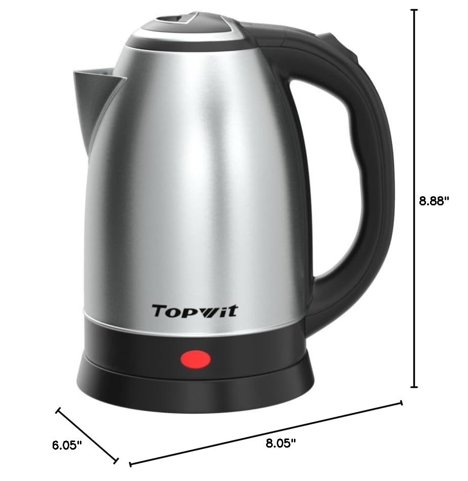 TOPWIT Electric Kettle Hot Water Kettle, 2.0L Stainless Steel Electric Tea Kettle & Coffee Kettle, BPA-Free Water Warmer with Fast Boil, Auto Shut-Off & Boil Dry Protection