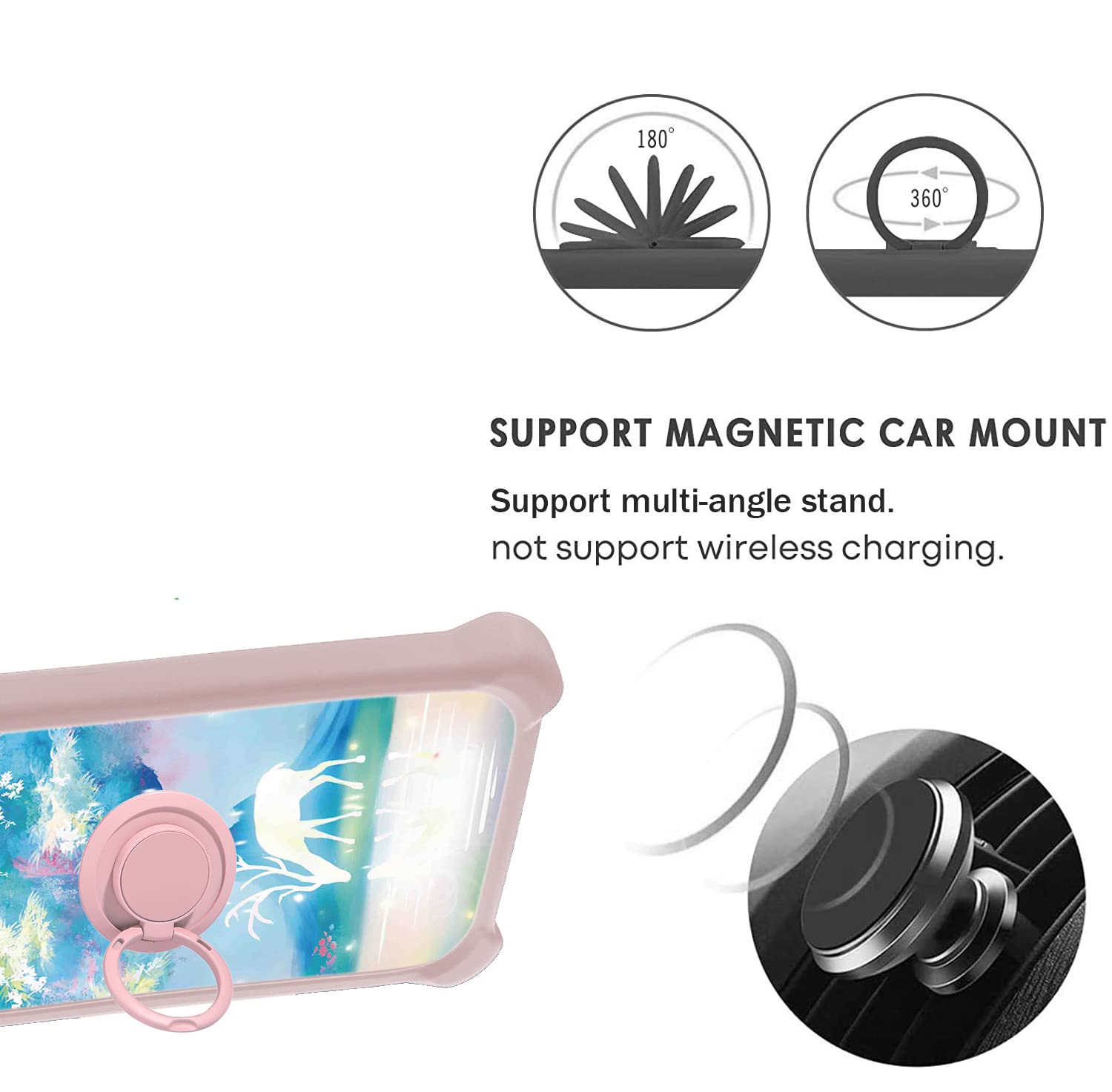 jioeuinly Case for Moto Thinkphone Case Compatible with Motorola Thinkphone Phone Case Cover [with Tempered Glass Screen Protector][Hard PC + Soft Silicone][Ring Support] [Luminous Effect] YGF-GL