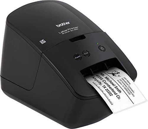 Brother QL-600 Economic Desktop Wired Label Printer - USB Connectivity - up to 2.4" Wide, 300 x 600 dpi, 44 Labels Per Minute, Automatic Cutter QL600 Label Maker for Home and Office
